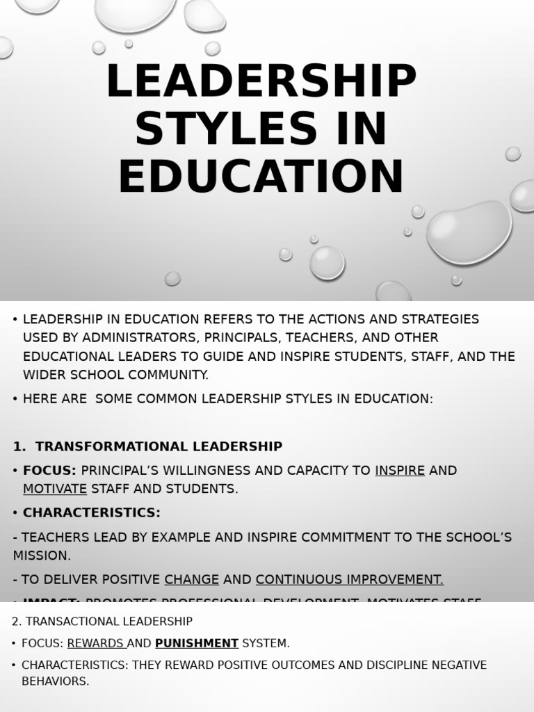 Leadership Styles in Education | PDF