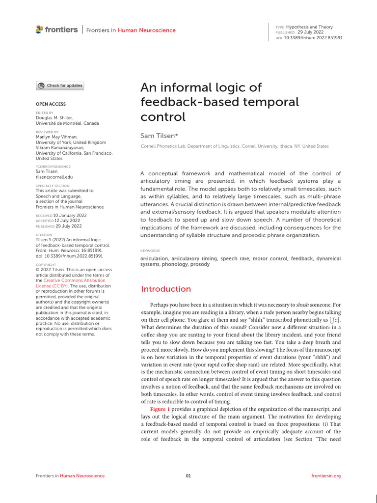 Tilsen - 2022 - Informal Logic of Feedback-Based Temporal Control | PDF