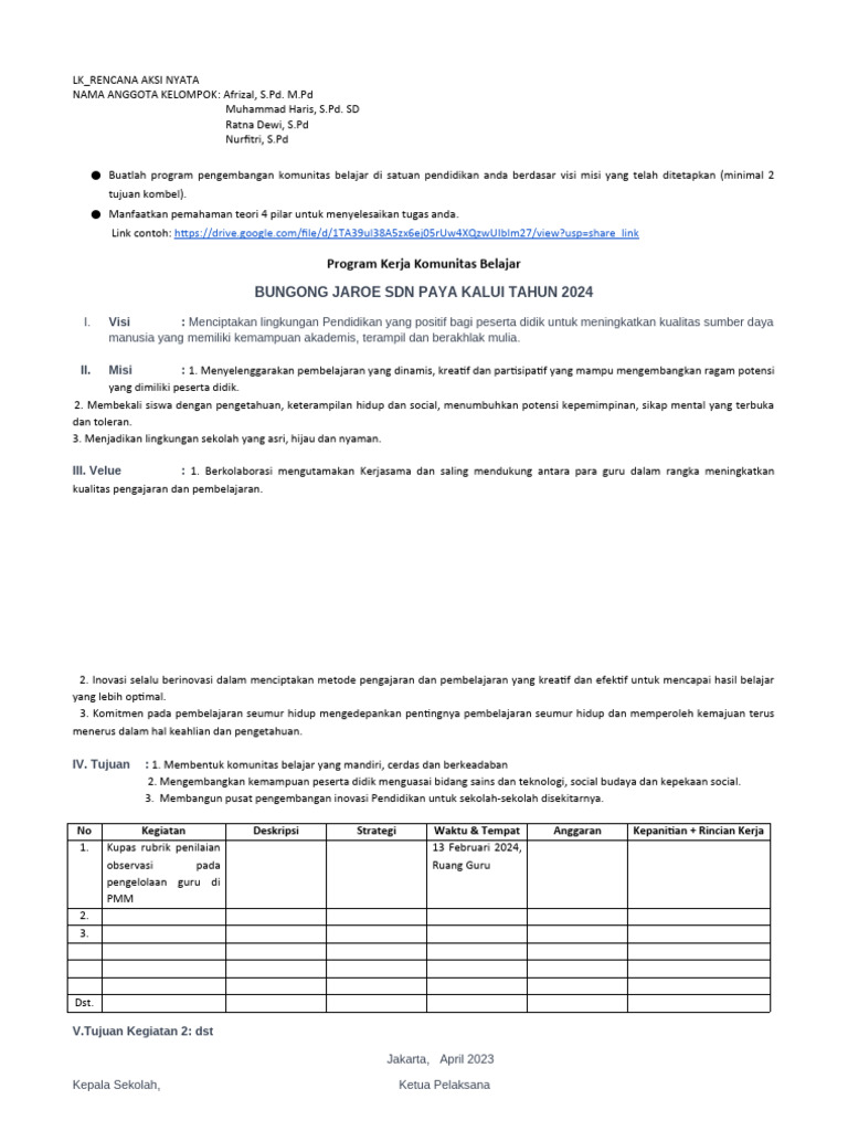 LK 3 - Rencana Aksi Nyata Kombel 2 | PDF