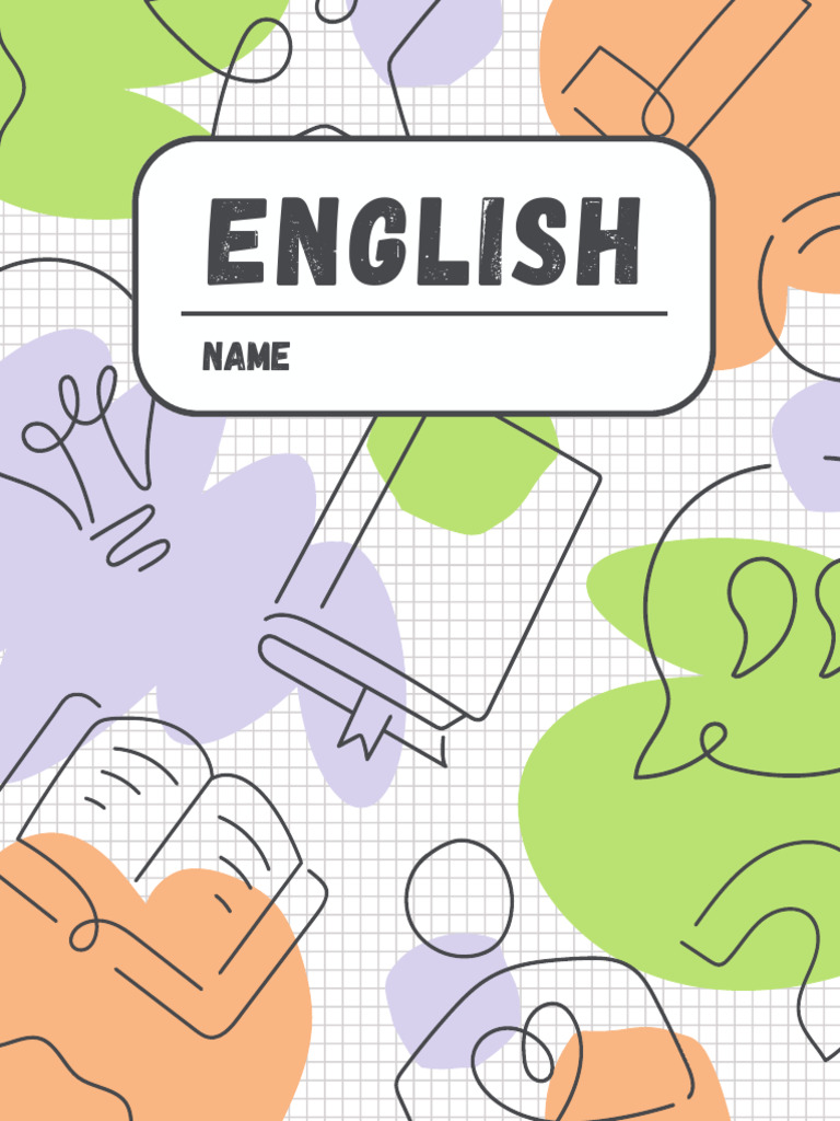 Colourful Pastel Doodle English School Digital Notebook Cover | PDF