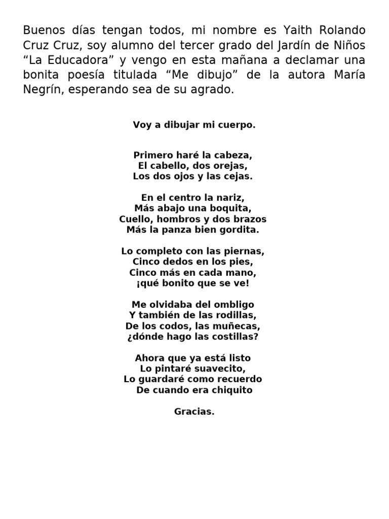 Poesia Tercer Grado 2024 | PDF