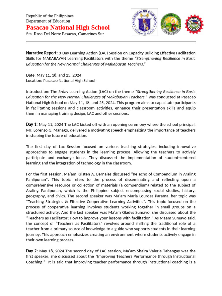 Narrative-Report-lac 2024 | PDF