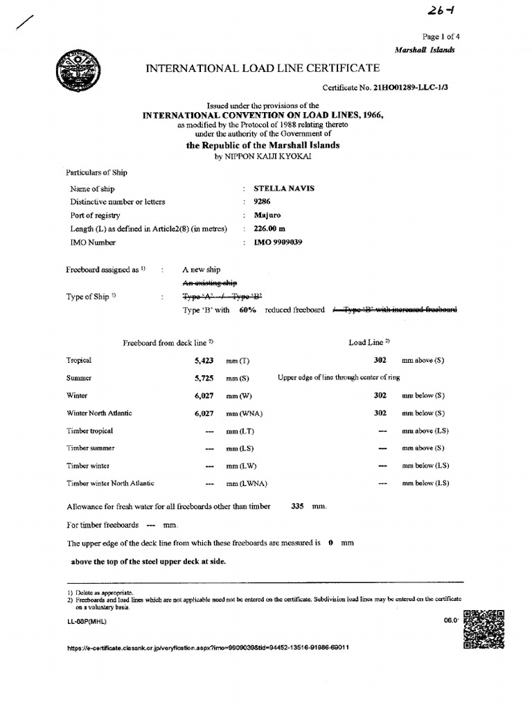 Loadline Cert | PDF