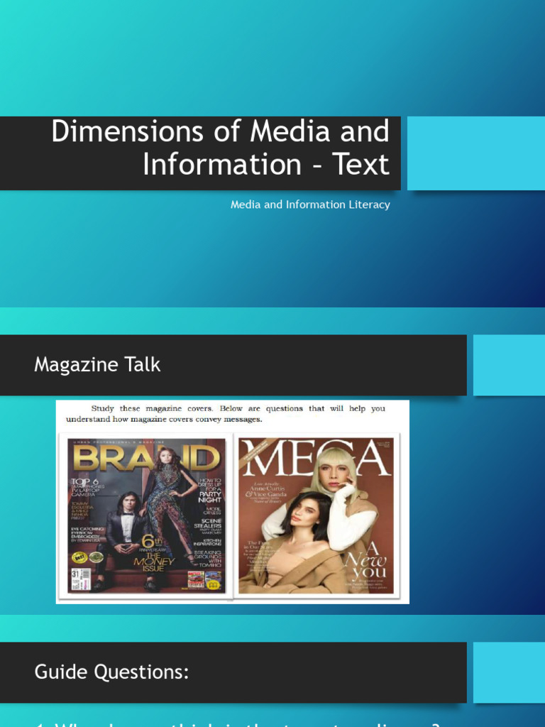 2.1 Dimensions of Media and Information - Text | PDF