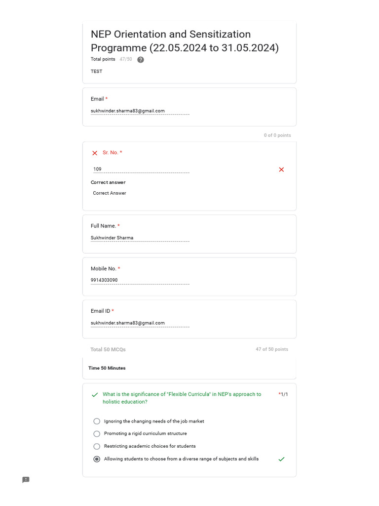 NEP Orientation and Sensitization Programme (22.05.2024 To 31.05.2024) | PDF