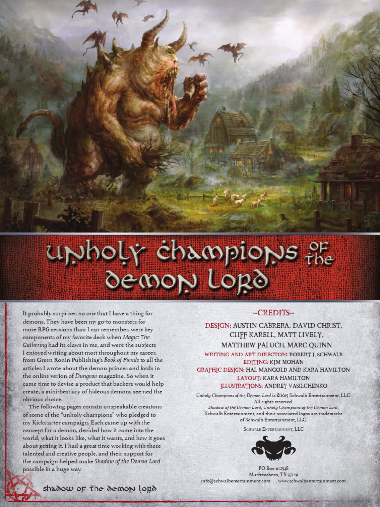 SotDL - Unholy Champions of The Demon Lord | PDF