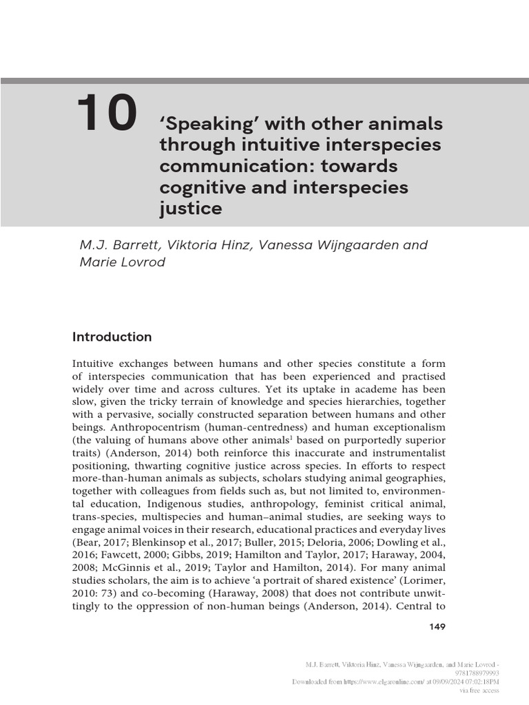 2021 Speaking To Other Animals Through Intuitive Interspecies ...