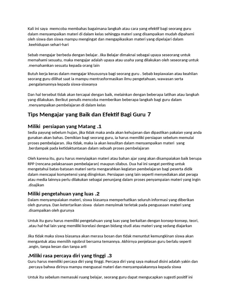 7 Tips Cara Mengajar | PDF