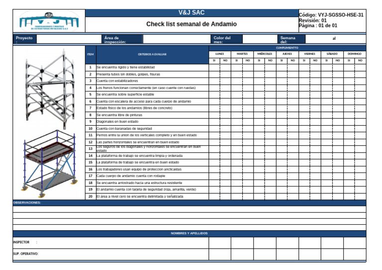 Check list de andamios | PDF