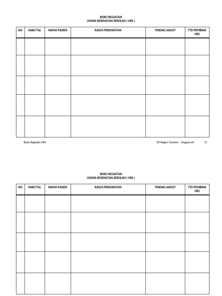 Buku Kegiatan Uks | PDF
