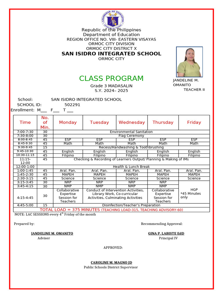 Class Program Gr. 2 DDP MATATAG | PDF