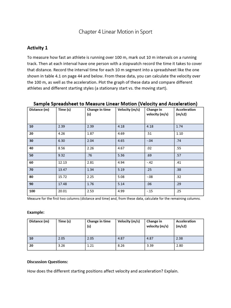 Chapter 4 Linear Motion in Sport-1 | PDF