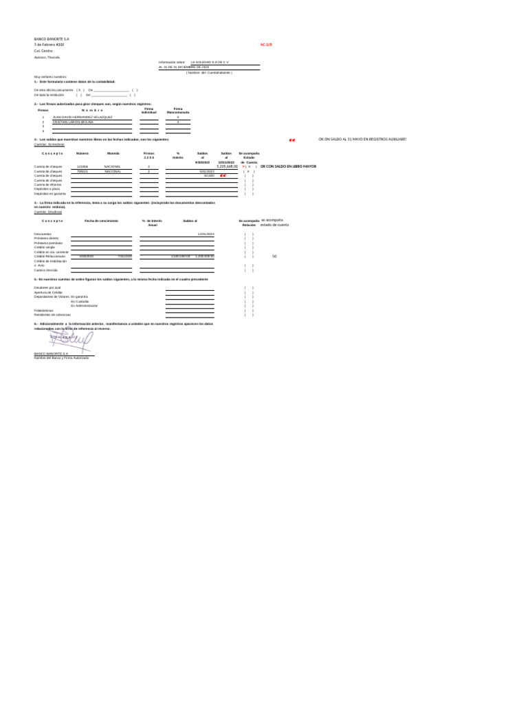 Formulario A Bancos 1 | PDF