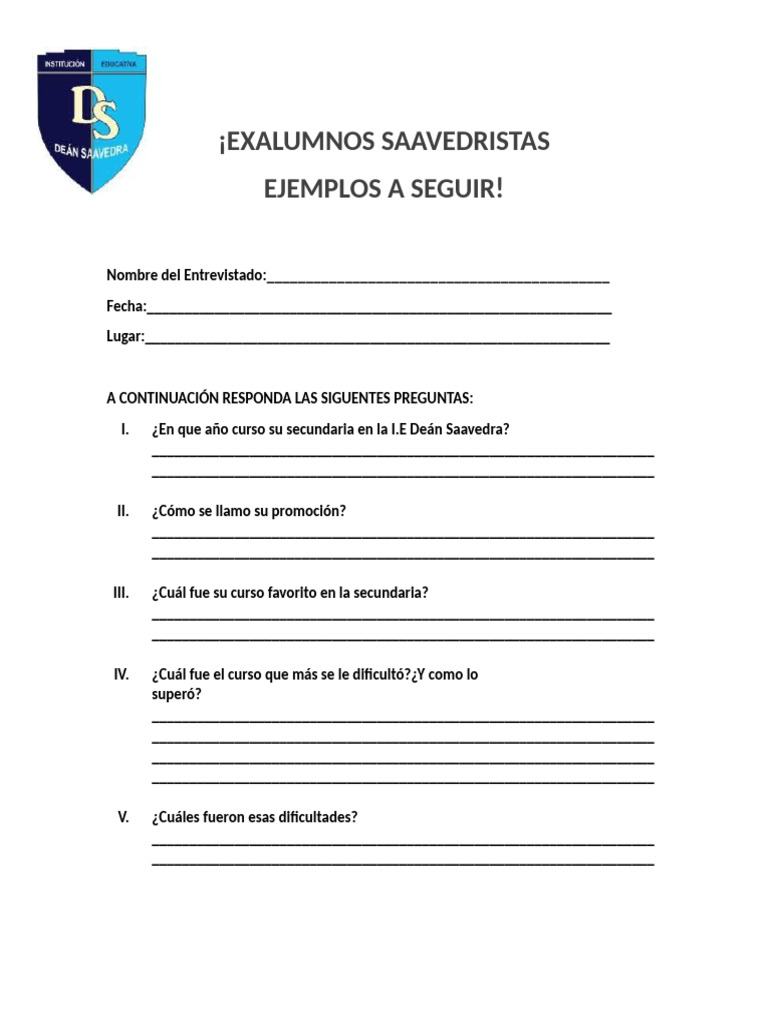 Entrevista I.E Deán Saavedra | PDF | Ciencias sociales