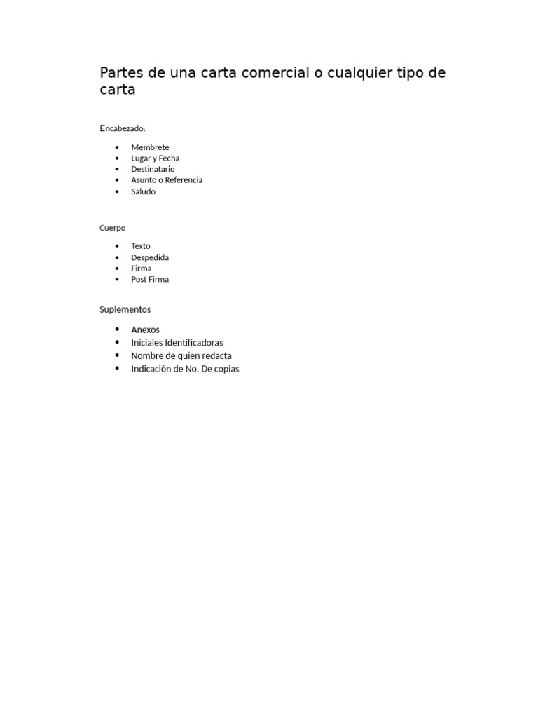 Partes de Una Carta Comercial o Cualquier Tipo de Carta | PDF