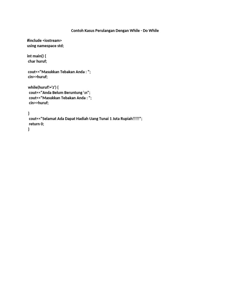 Contoh Kasus Perulangan Dengan Do While | PDF