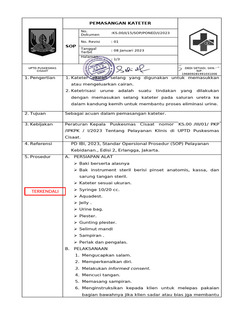 15 Sop Pemsangan Kateterr | PDF