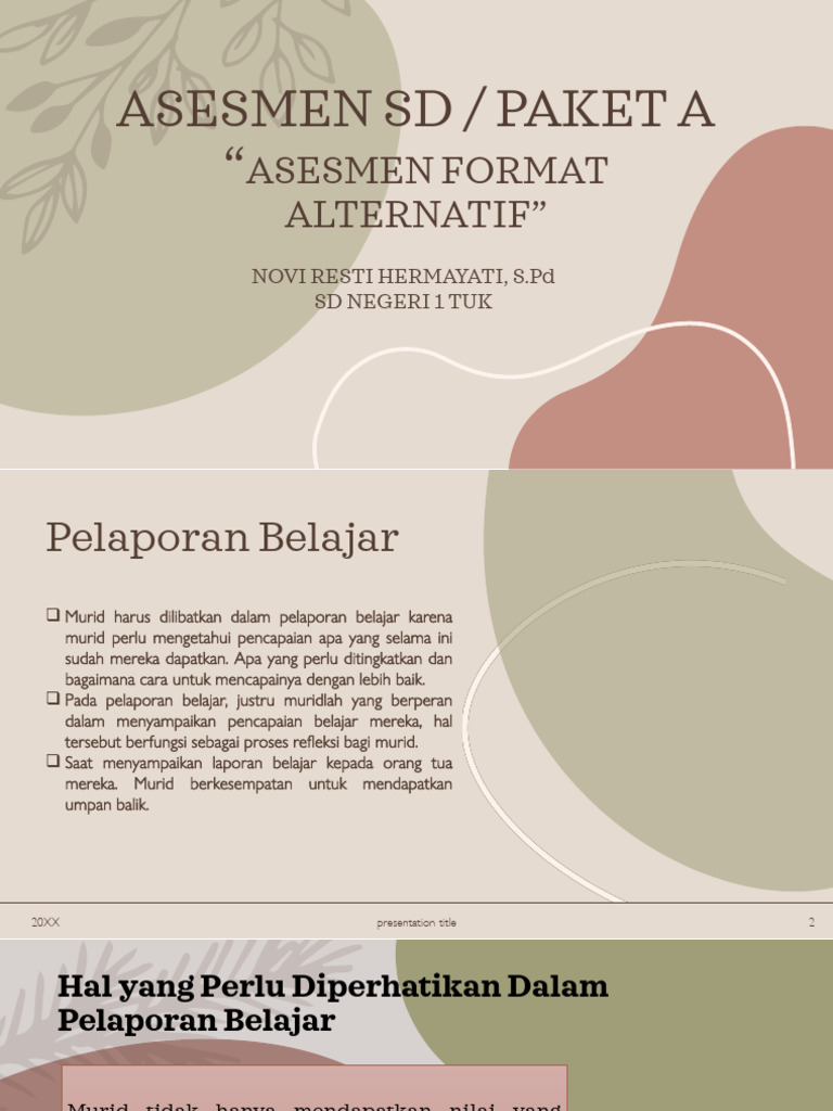 PMM Aksi Nyata - Asesmen SD - Novi RH | PDF