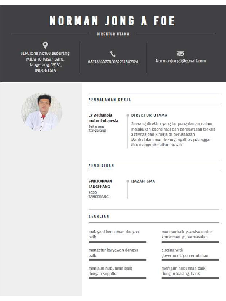 (CV Norman Jong A Foe) | PDF