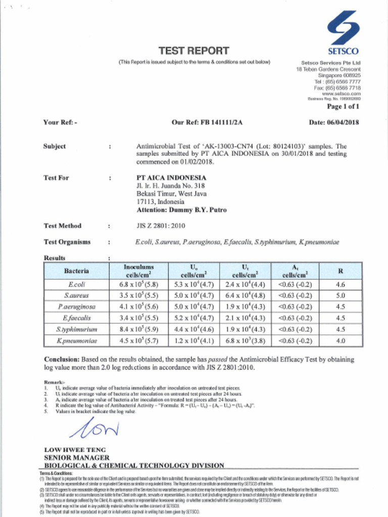 Aica HPL Test Anti-Microbial | PDF