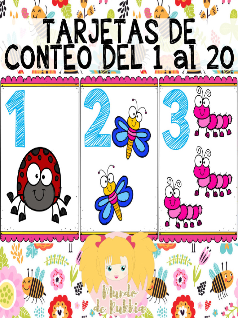 Tarjetas Conteo Del 1 Al 20 Por Mundo de Rukkia | PDF