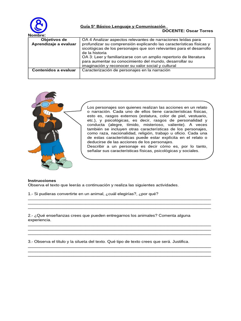 Guia 7 SEGUNDA PARTE Caracterizar Personajes de Un Texto | PDF