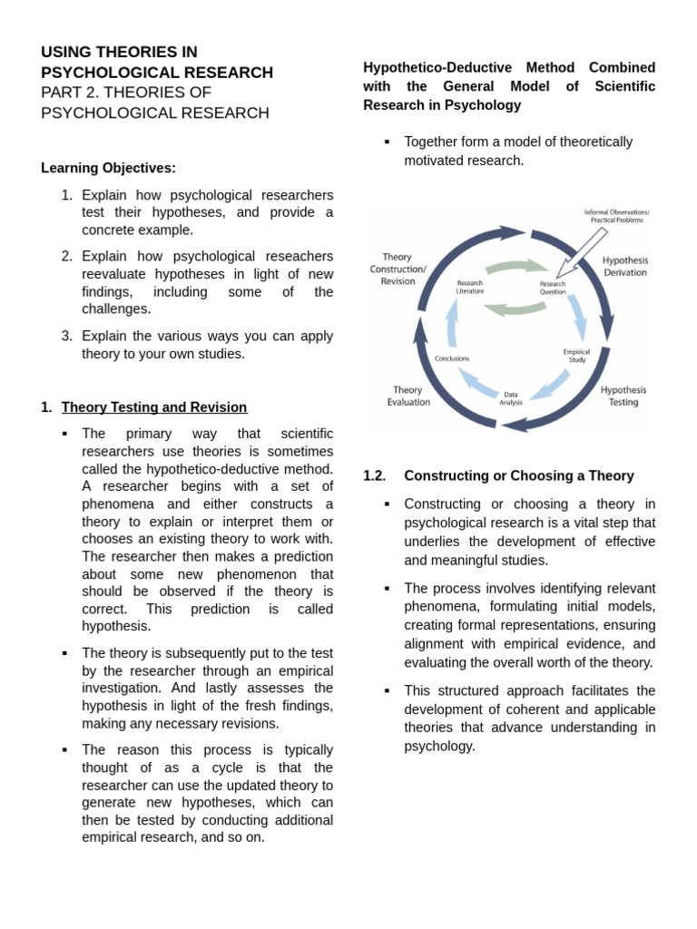 Using Theories in Psychological Research | PDF