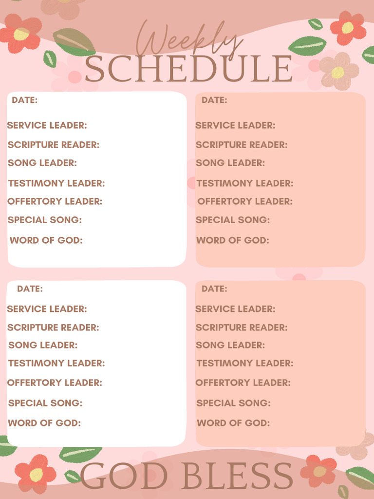 Pink Minimalist Weekly Schedule Planner | PDF