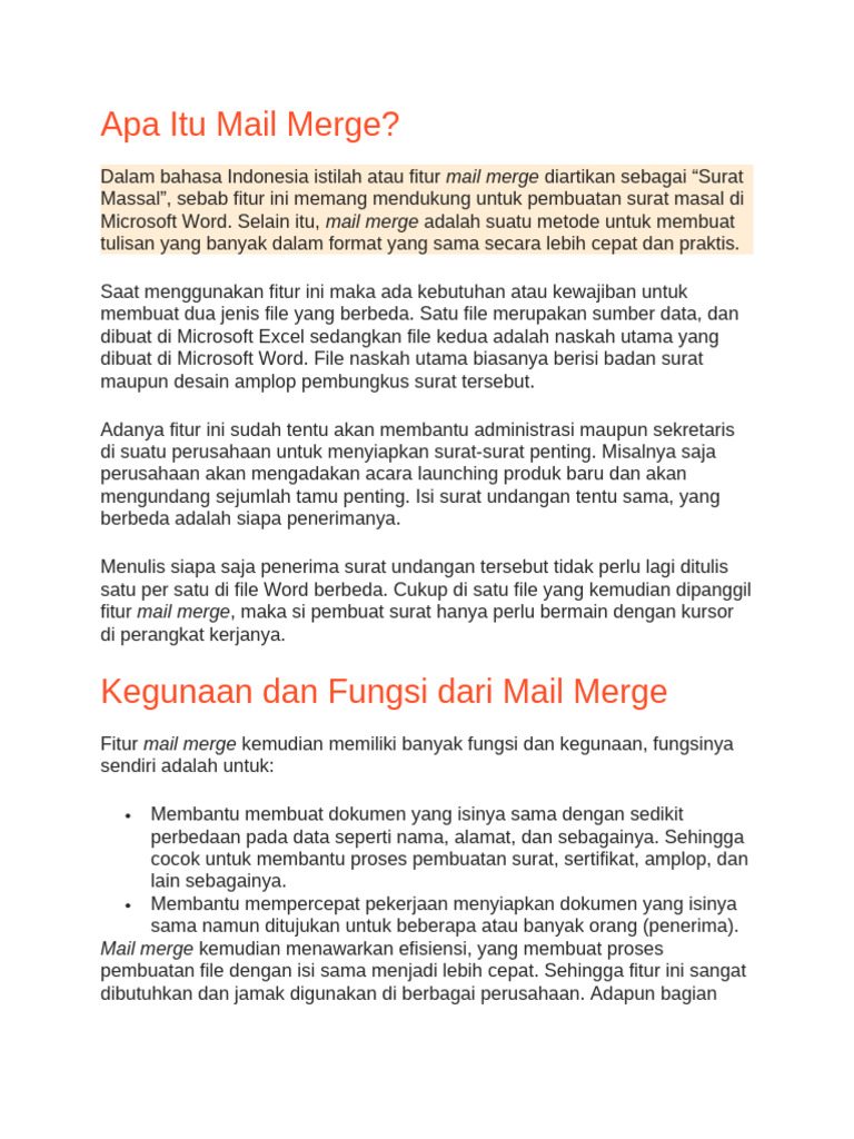 Apa Itu Mail Merge | PDF