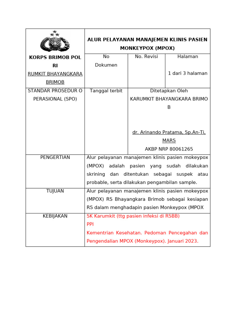 SOP Alur MPOX UPDATE | PDF