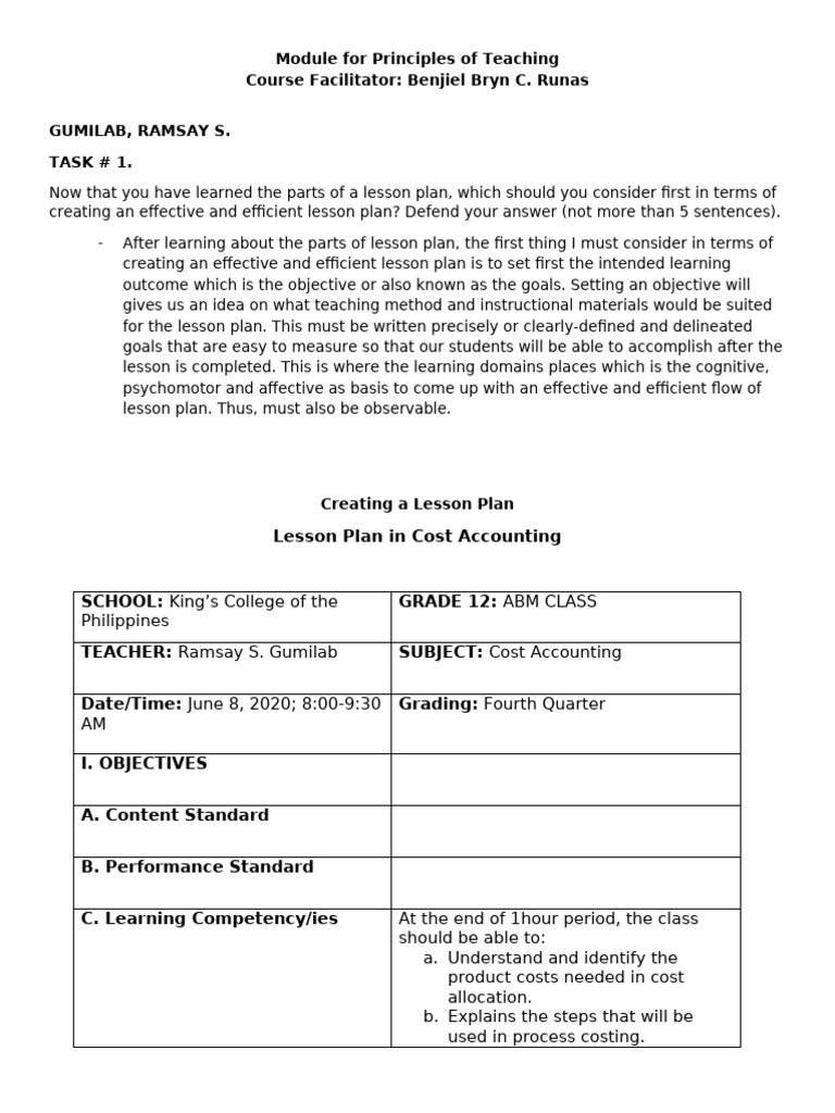 Principles of Teaching - Module | PDF