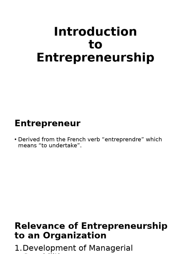 Introduction to Entrepreneurship | PDF