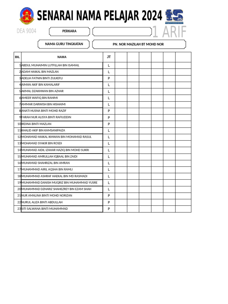 Senarai Nama Pelajar SMKBM Mac 2024 Baru | PDF