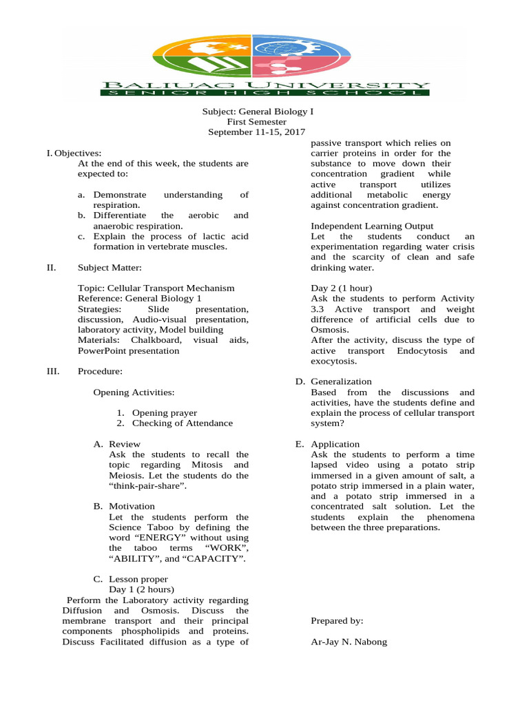 Lesson Plan Bio | PDF