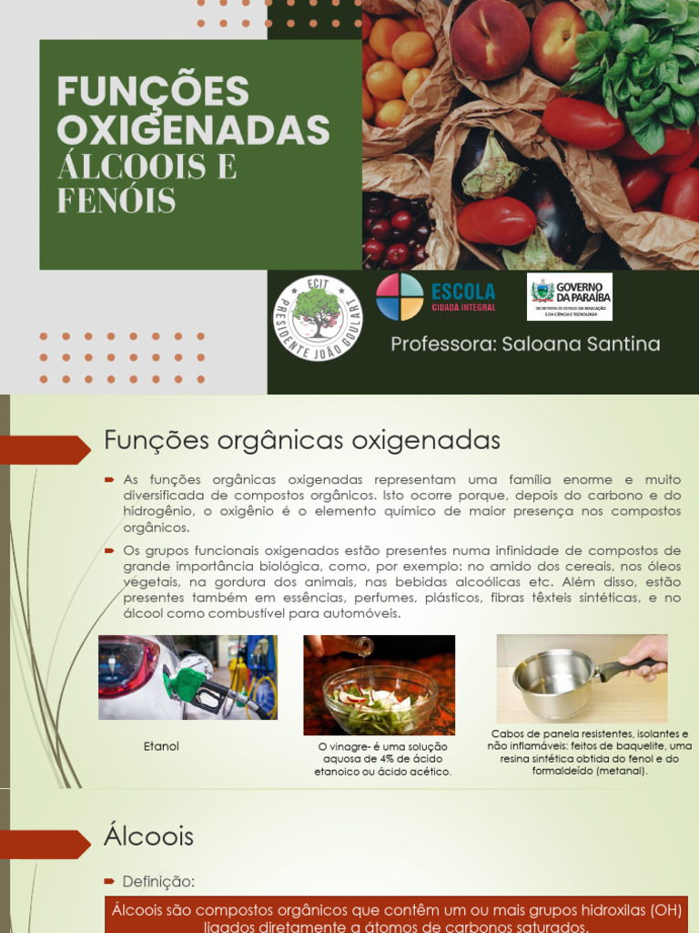 Funções Orgânicas Oxigenadas Explicadas | PDF | Aldeído | Éter