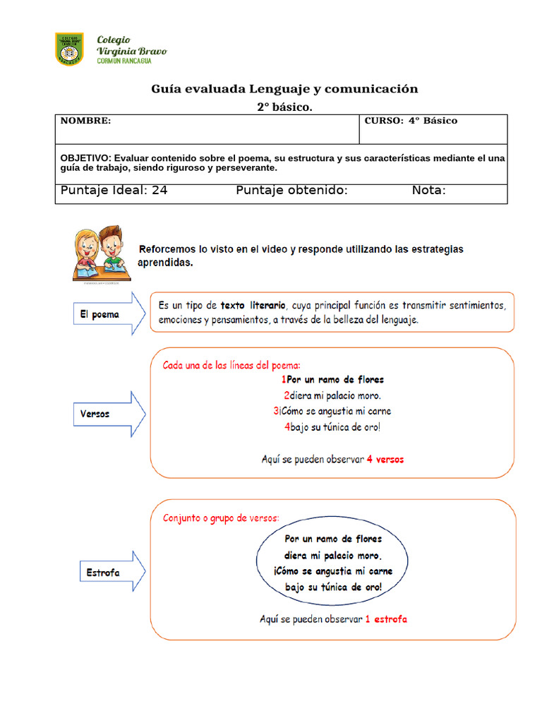 Guía Evaluada Lenguaje y Comunicación | PDF