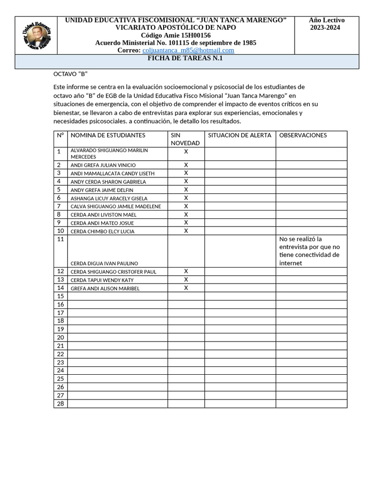 Octavo B Informe Entrevista. | PDF