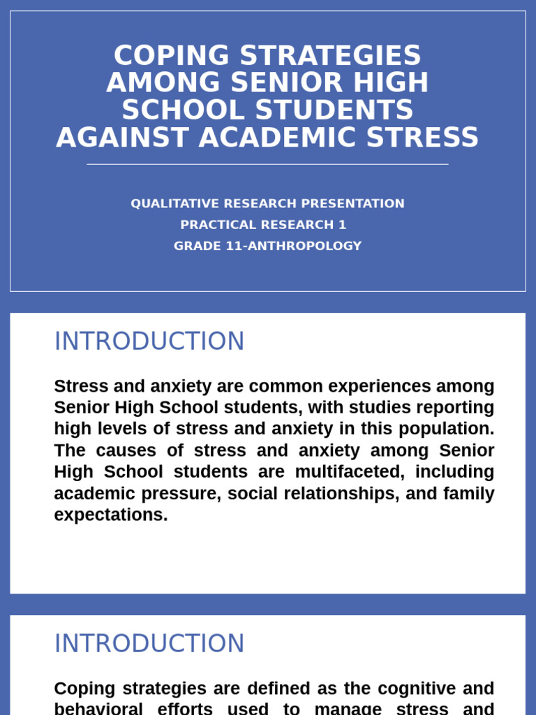 Coping Strategies Among Senior High School Students Against | PDF