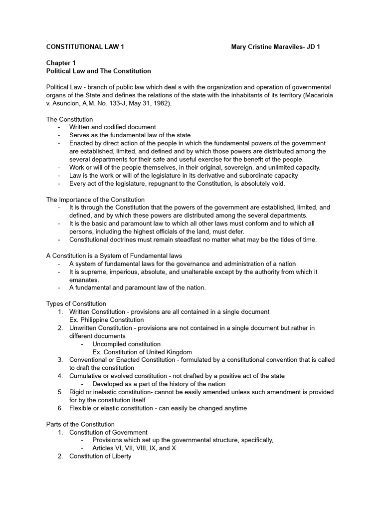 Constitutional Law Notes | PDF
