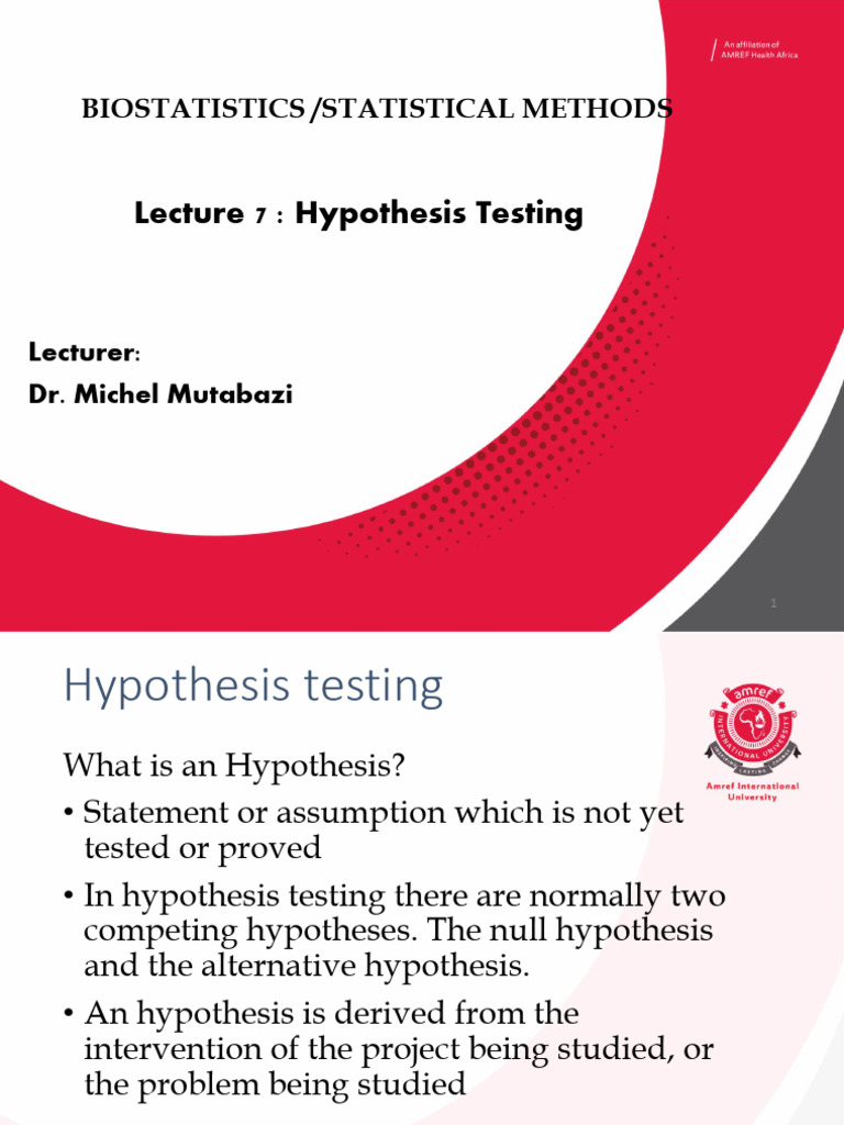 Lecture 7 - Hypothesis Testing | PDF