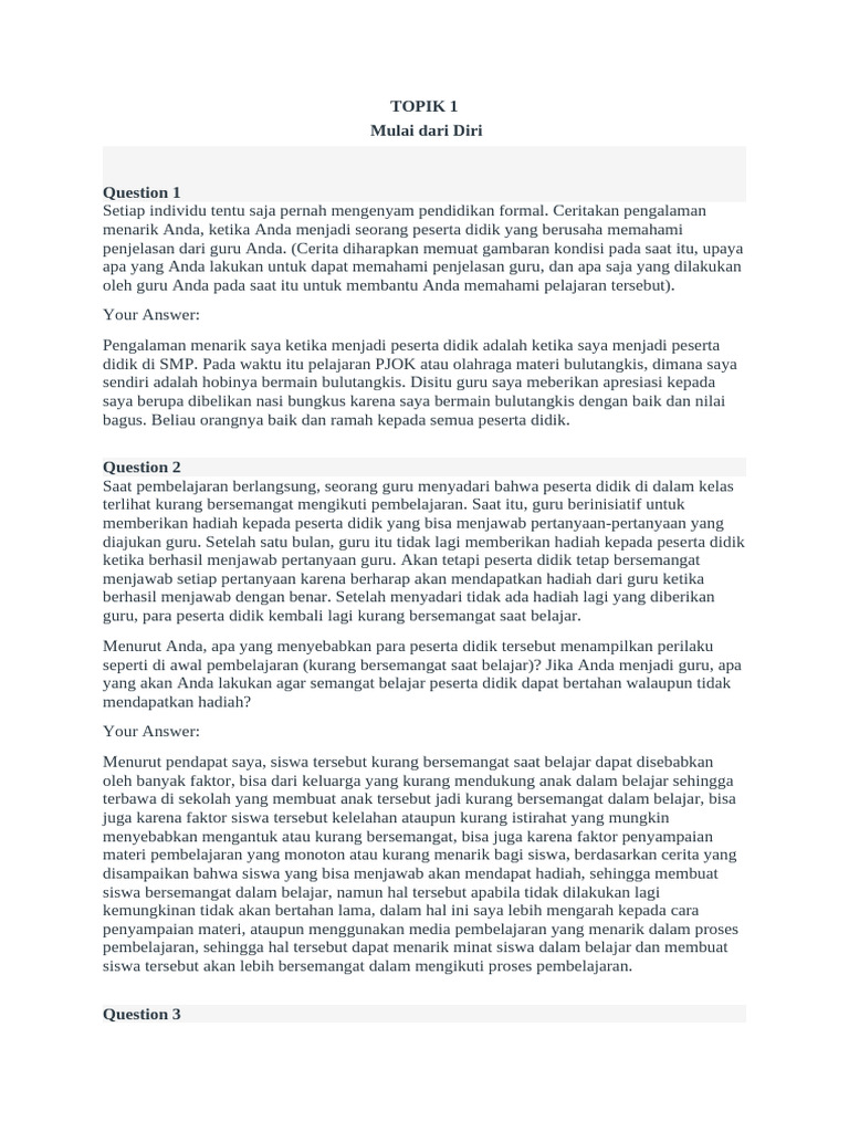Topik 1 Mulai Diri | PDF