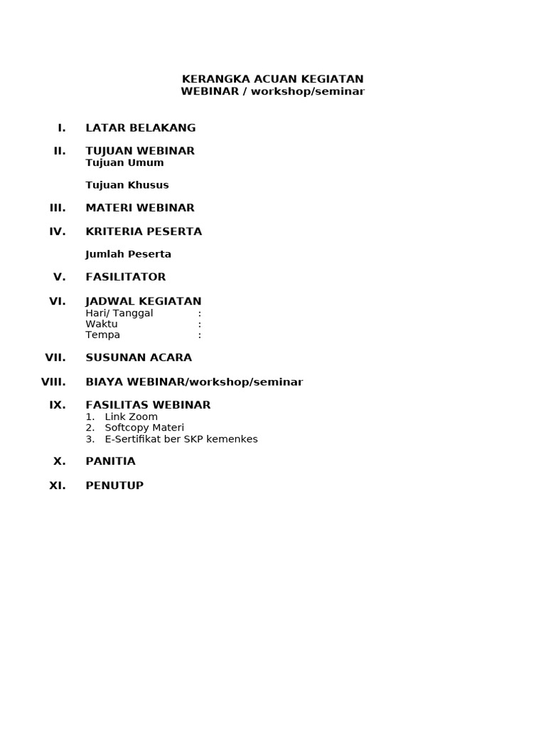 Format KAK Atau TOR | PDF