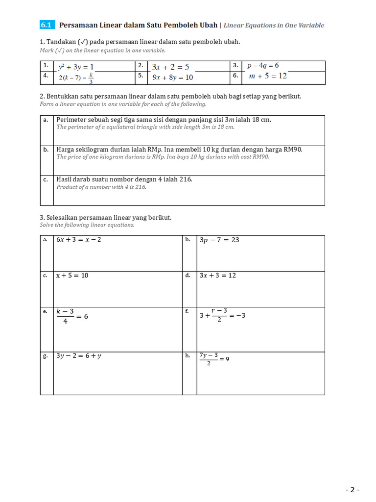 F1 C6 Linear Equations | PDF