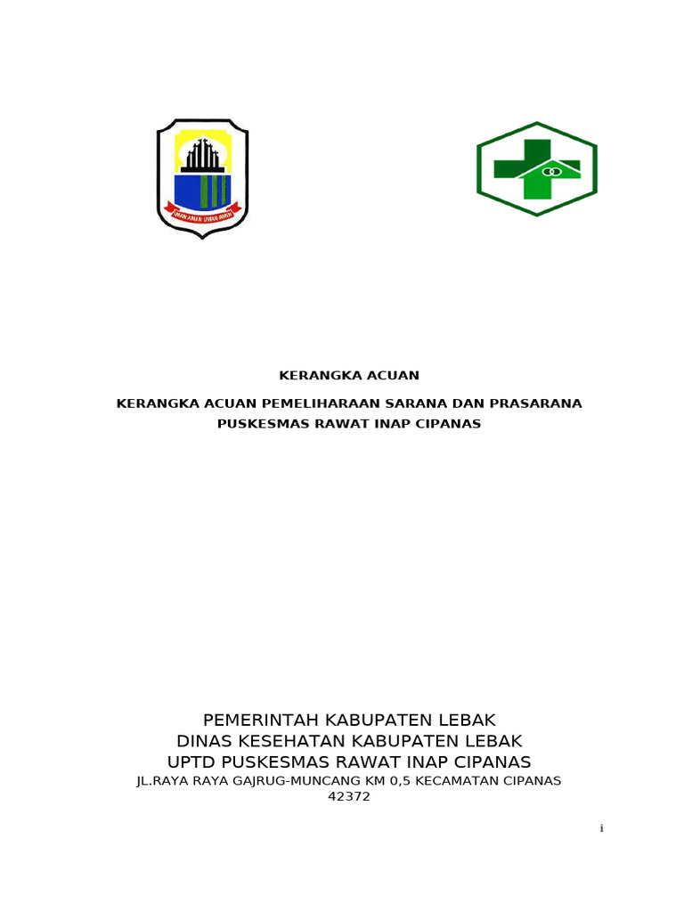Cover KAK PEMELIHARAAN SARANA DAN PRASARANA PUSKESMAS | PDF