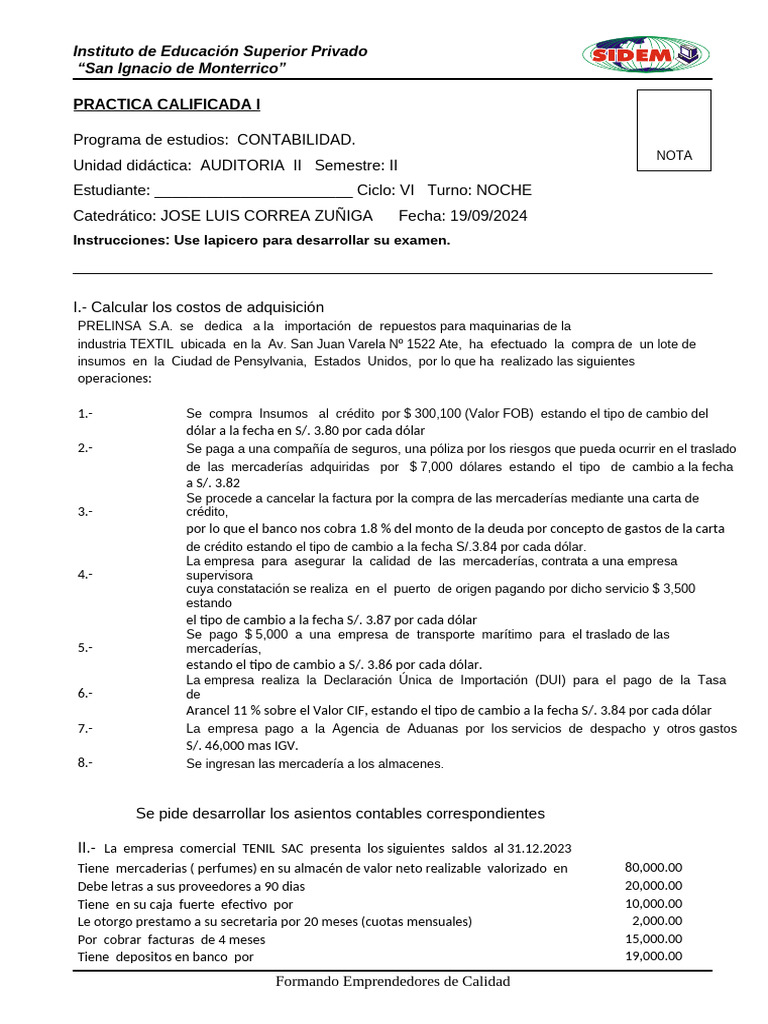 PRACTICA CALIFICADA 1 | PDF