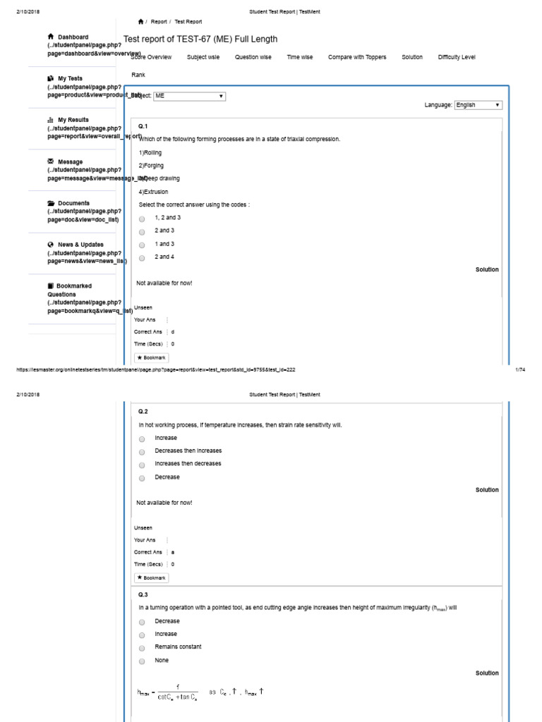 TEST-67 (ME) Full Length | PDF