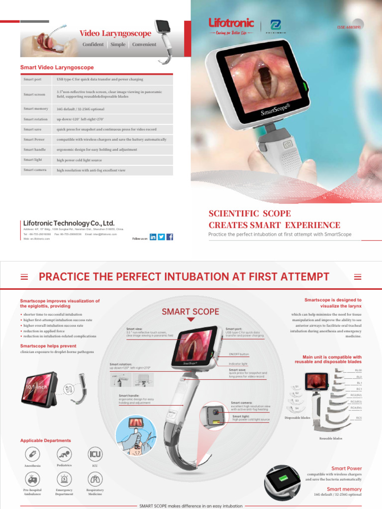 Video Laryngoscope Brochure - SmartScope VL Pro | PDF