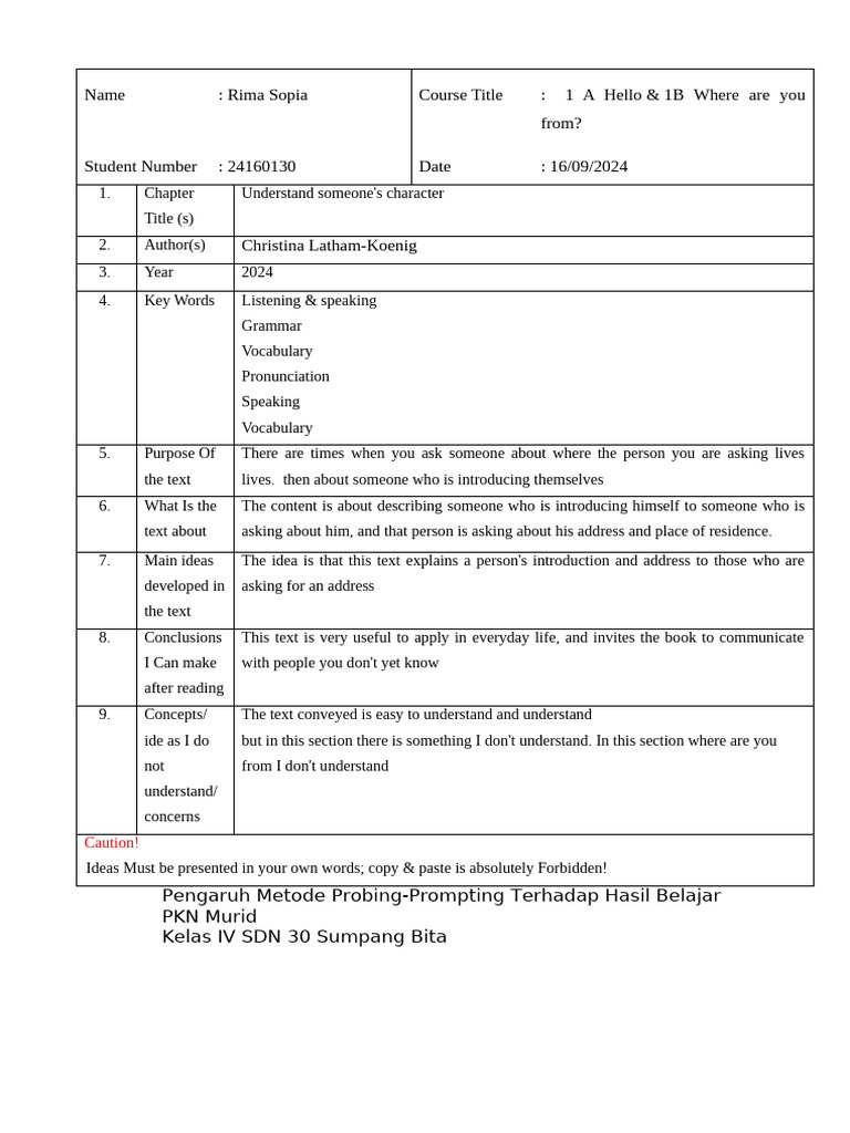 Tabel Bhs Inggris | PDF