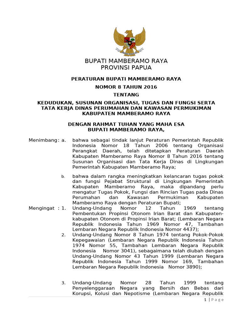 Sotk Dinas Perumahan Dan Permukiman Kab - Mamberamo Raya | PDF