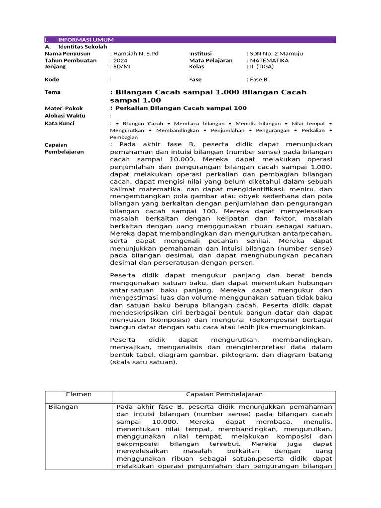 Modul Ajar KLS 3a | PDF